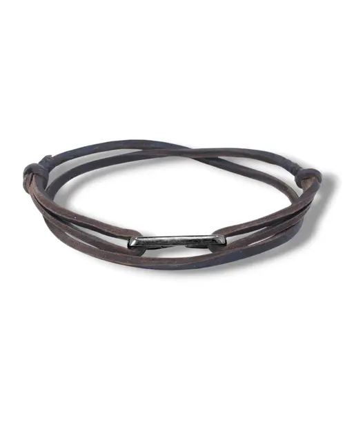 C. GRASSI Jumbo Staple Bracelet With Leather Band - Medium - 7.25"